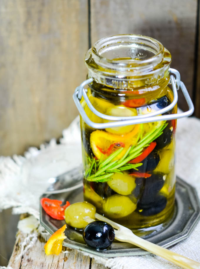 Super Easy Christmas Spiced Mixed Olives - Larder Love