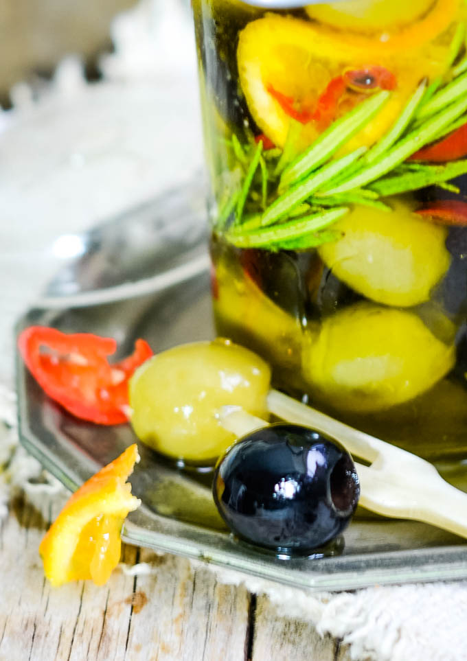 Super Easy Christmas Spiced Mixed Olives - Larder Love