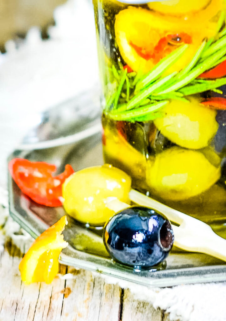 Super Easy Christmas Spiced Mixed Olives - Larder Love