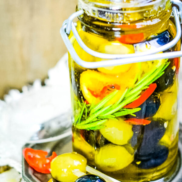 Super Easy Christmas Spiced Mixed Olives - Larder Love