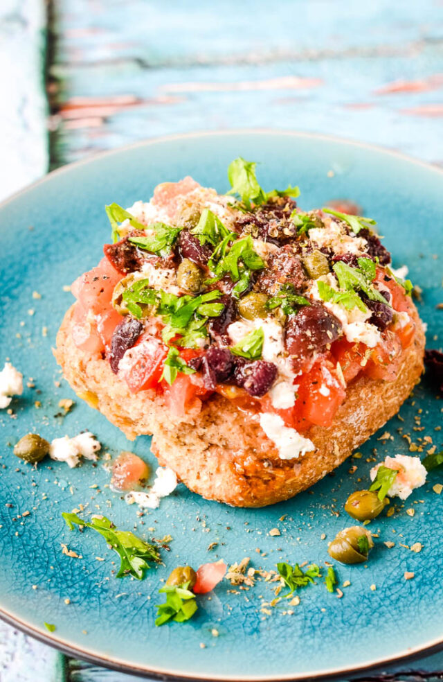 Super Healthy Dakos (Ntakos) Cretan Salad - Larder Love