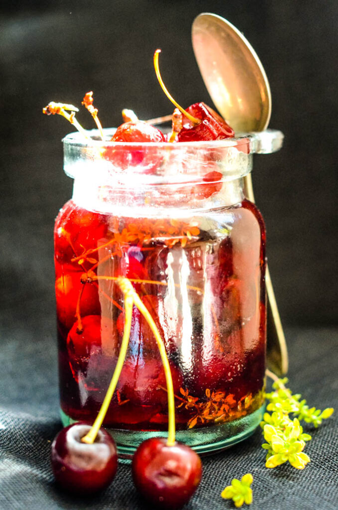 Savoury Spanish Style Pickled Cherries - Larder Love