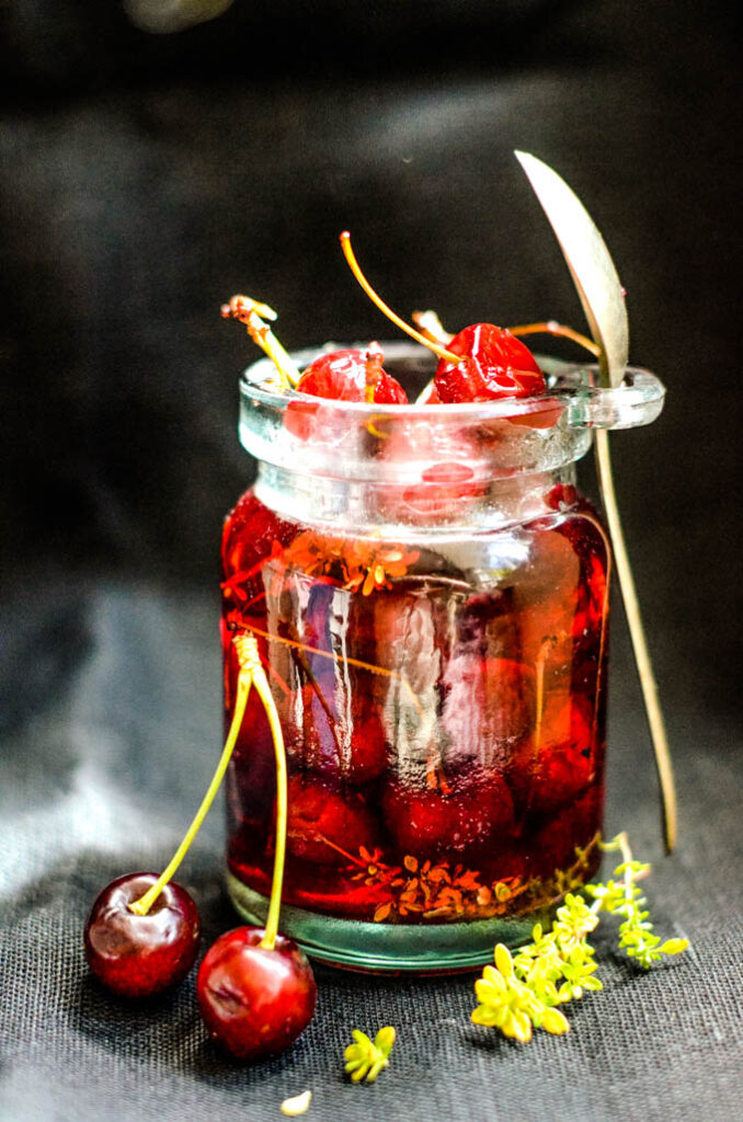 Savoury Spanish Style Pickled Cherries - Larder Love