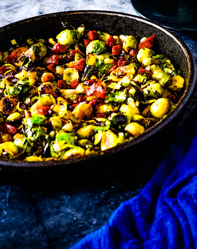 An easy recipe for brussels sprouts with chorizo by larderlove