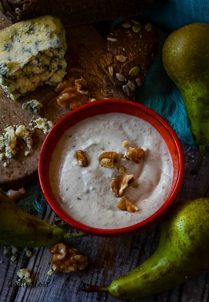 Super simple Stilton pear and walnut dip to add fun and flavour to anything