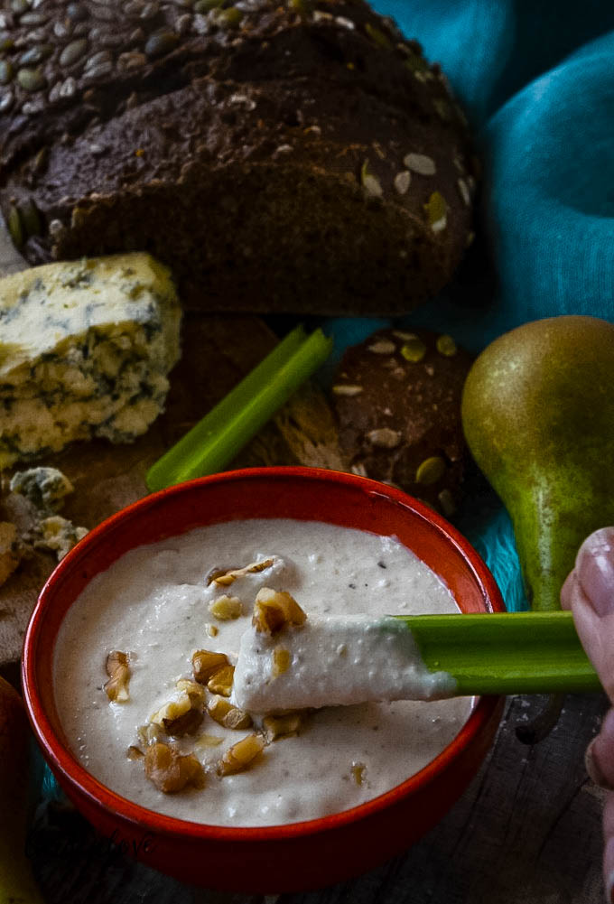 Super simple Stilton pear and walnut dip to add fun and flavour to anything