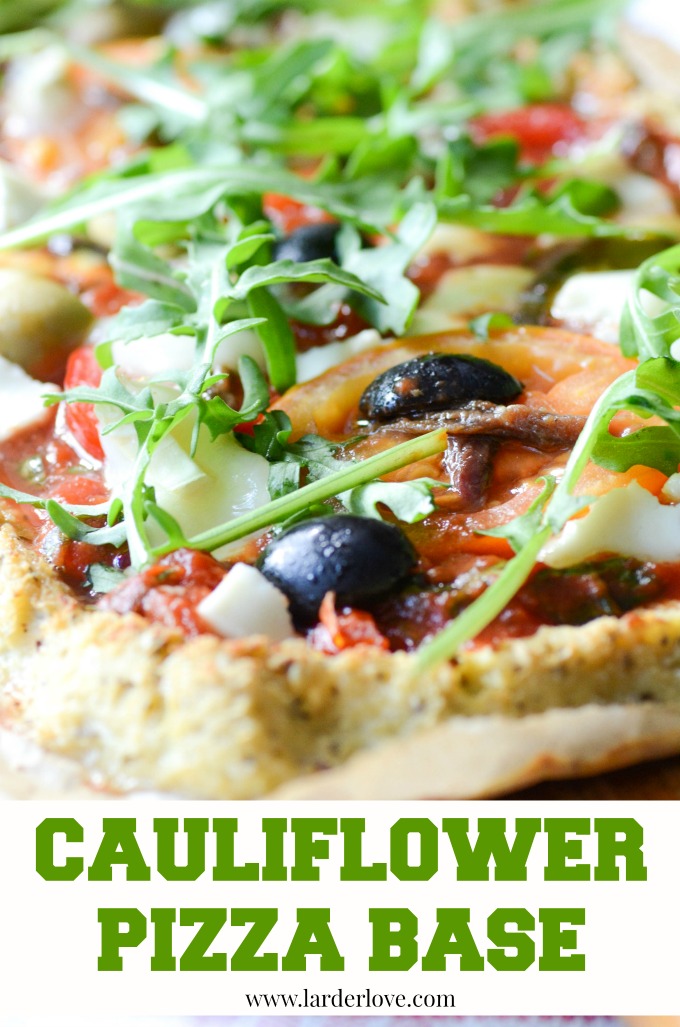 super easy and healthy cauliflower pizza base by larderlove