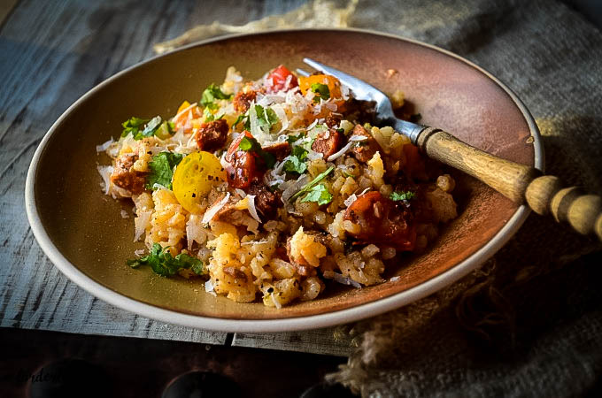 super easy chorizo and tomato risotto by larderlove