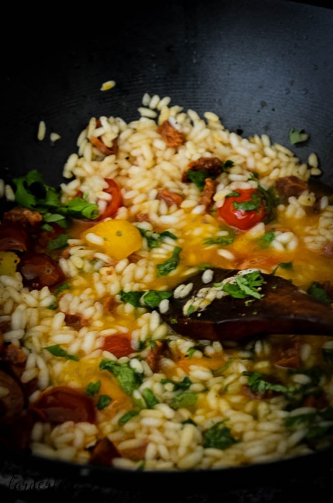 super easy chorizo and tomato risotto by larderlove