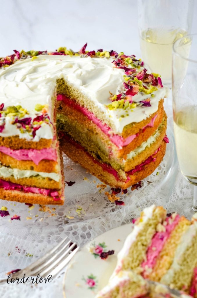 Easy Sugar free matcha and rose cake by larderlove