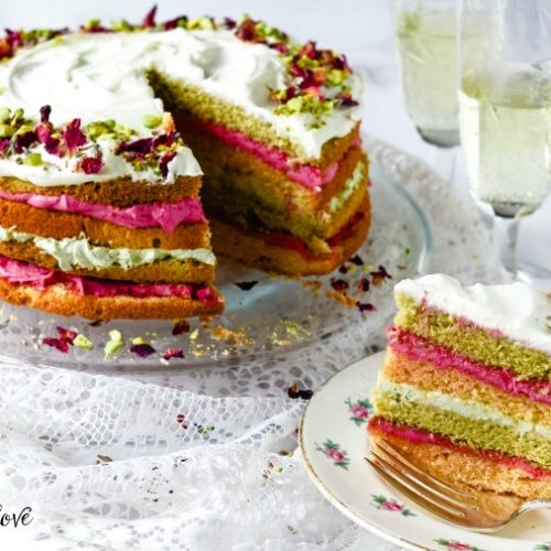 Easy Sugar free matcha and rose cake by larderlove