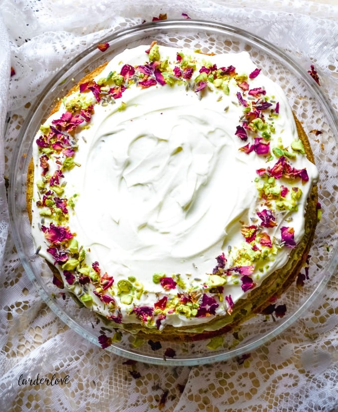 Easy Sugar free matcha and rose cake by larderlove