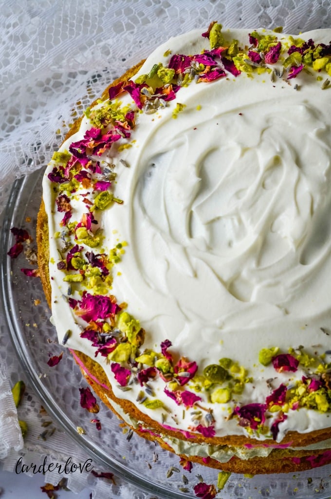 Easy Sugar free matcha and rose cake by larderlove