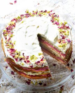 Easy Sugar free matcha and rose cake by larderlove