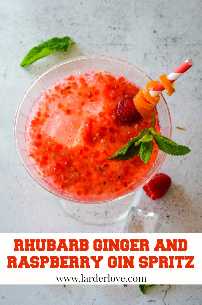Rhubarb Ginger and Raspberry Gin Spritz - Larder Love