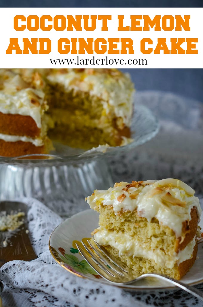 Easy Coconut Lemon and Ginger Cake - Larder Love
