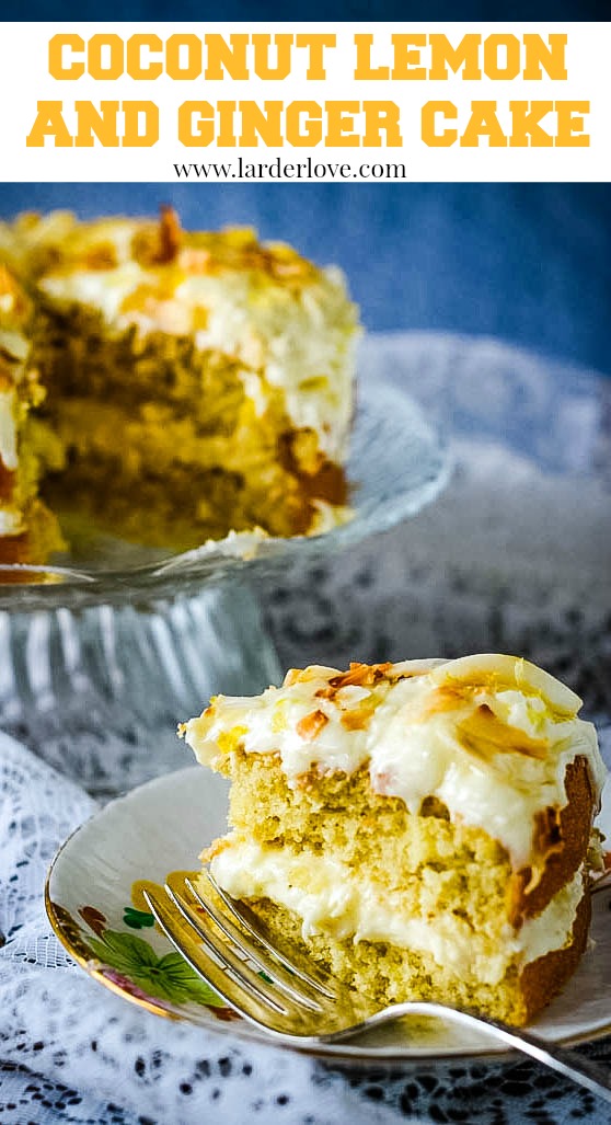 Easy Coconut Lemon and Ginger Cake - Larder Love