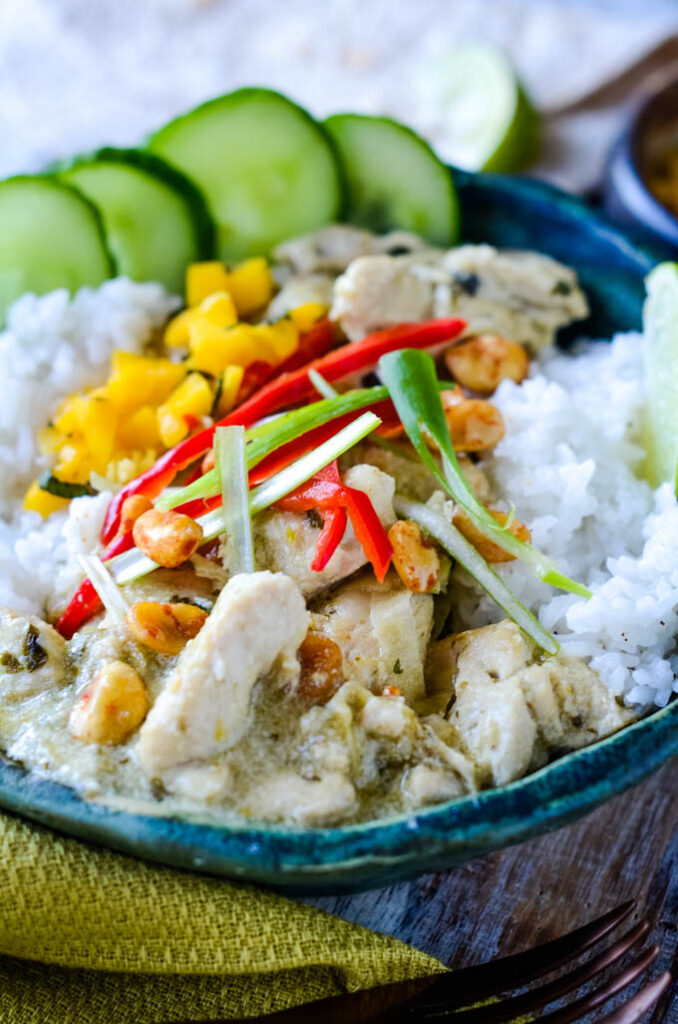 Thai Green Chicken Curry With Coconut Rice Bowl - Larder Love
