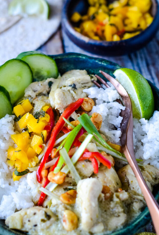 Thai Green Chicken Curry With Coconut Rice Bowl - Larder Love