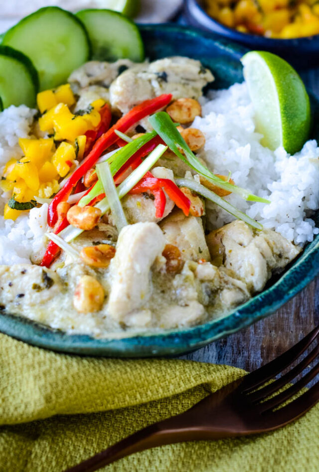 Thai Green Chicken Curry With Coconut Rice Bowl - Larder Love