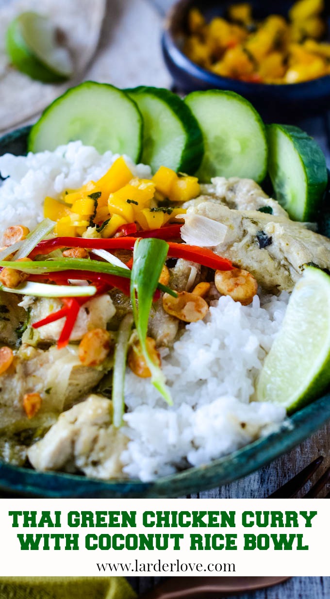 Thai Green Chicken Curry With Coconut Rice Bowl - Larder Love