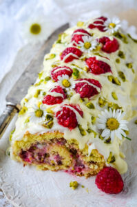 Raspberry and White Chocolate Roulade - Larder Love