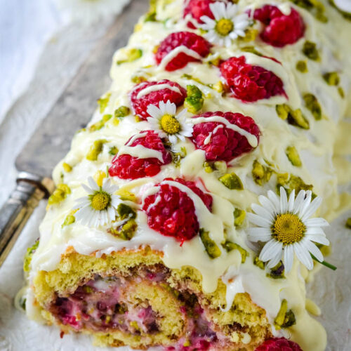 Raspberry and White Chocolate Roulade - Larder Love