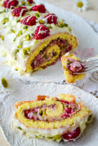 Raspberry and White Chocolate Roulade - Larder Love