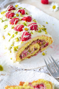 Raspberry and White Chocolate Roulade - Larder Love