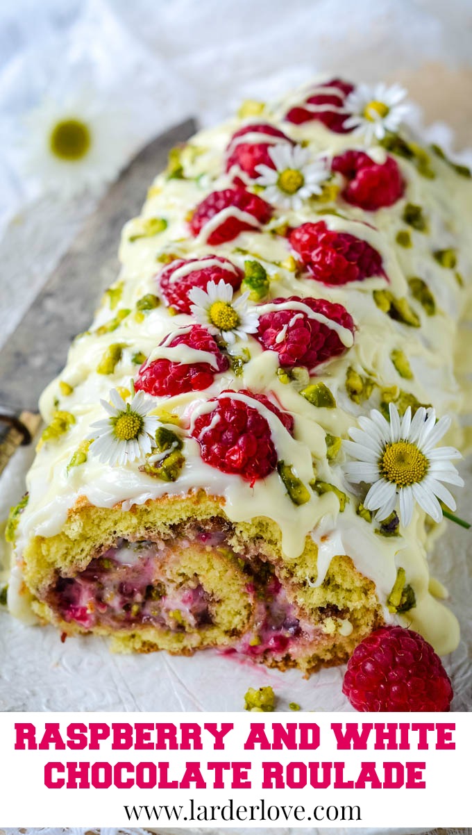 Raspberry and White Chocolate Roulade - Larder Love
