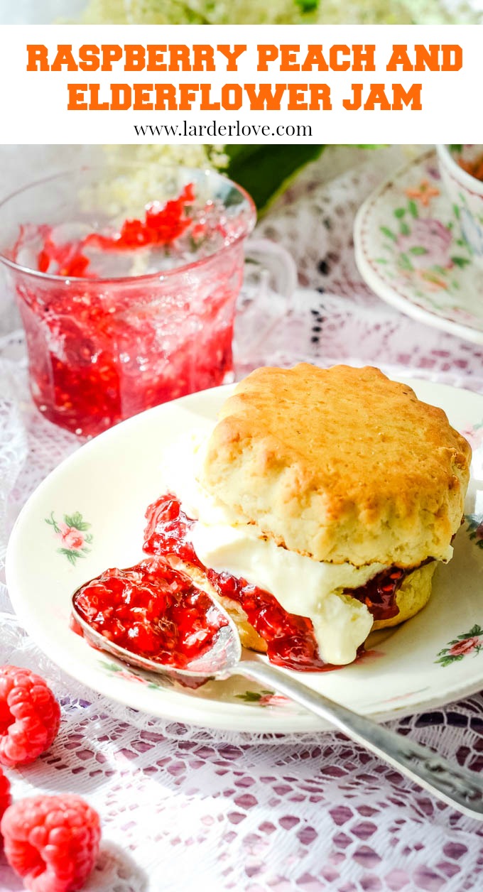 Raspberry Peach and Elderflower Jam - Larder Love