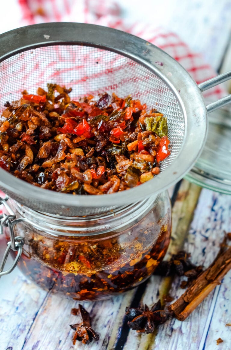 Hot Crispy Chilli Peppers In Oil (+ video) - Larder Love