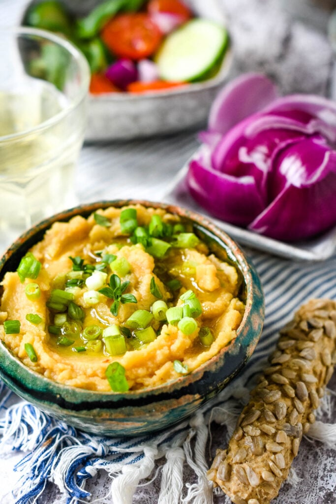 Homemade Greek Santorini Fava Dip (Yellow Split Pea Puree) - Larder Love