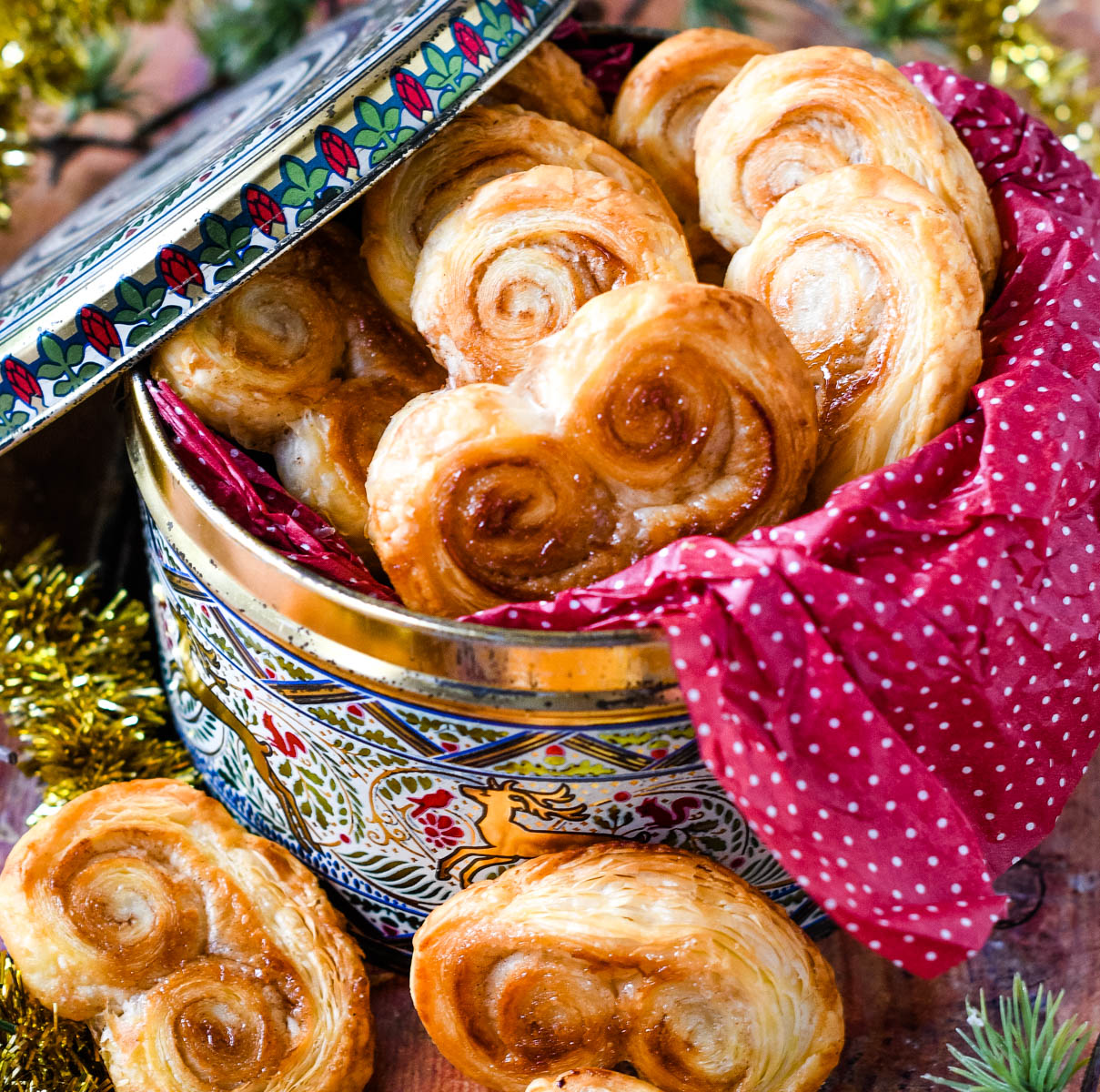 Easy Christmas Cinnamon Palmiers Cookies - Larder Love