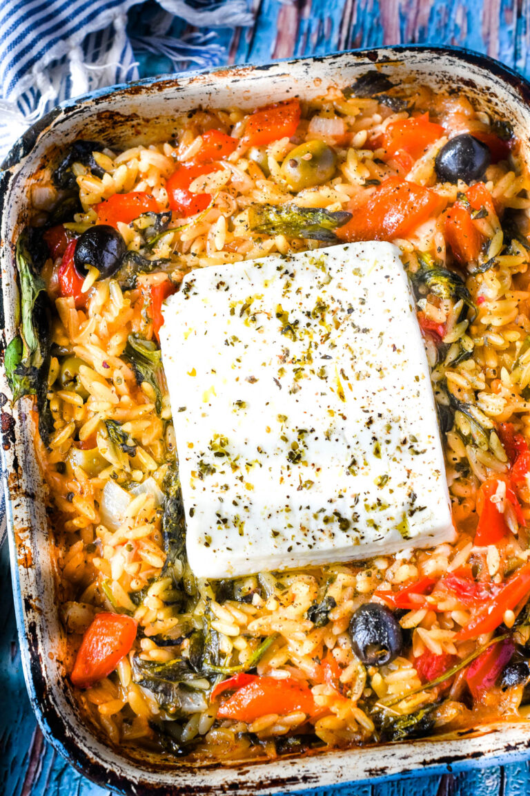 Greek Baked Feta With Orzo Pasta - Larder Love