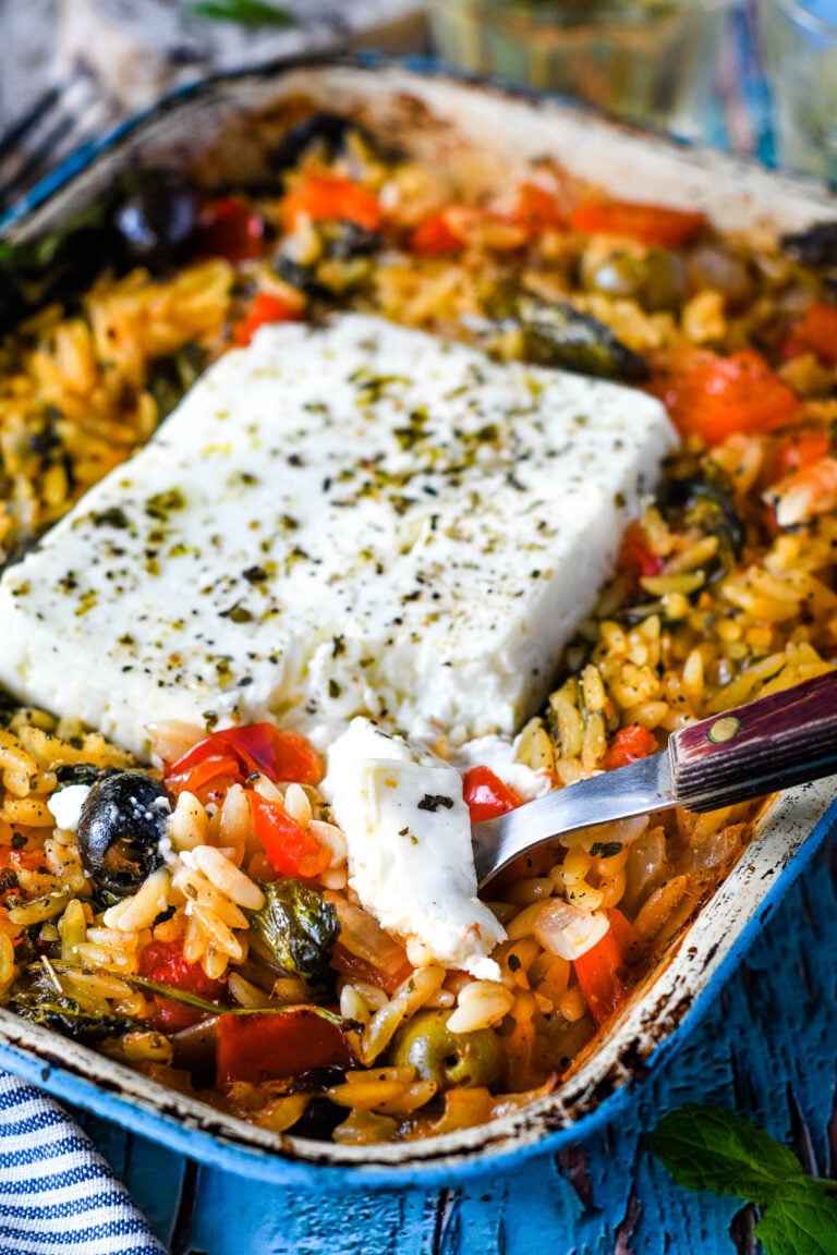 Greek Baked Feta With Orzo Pasta - Larder Love